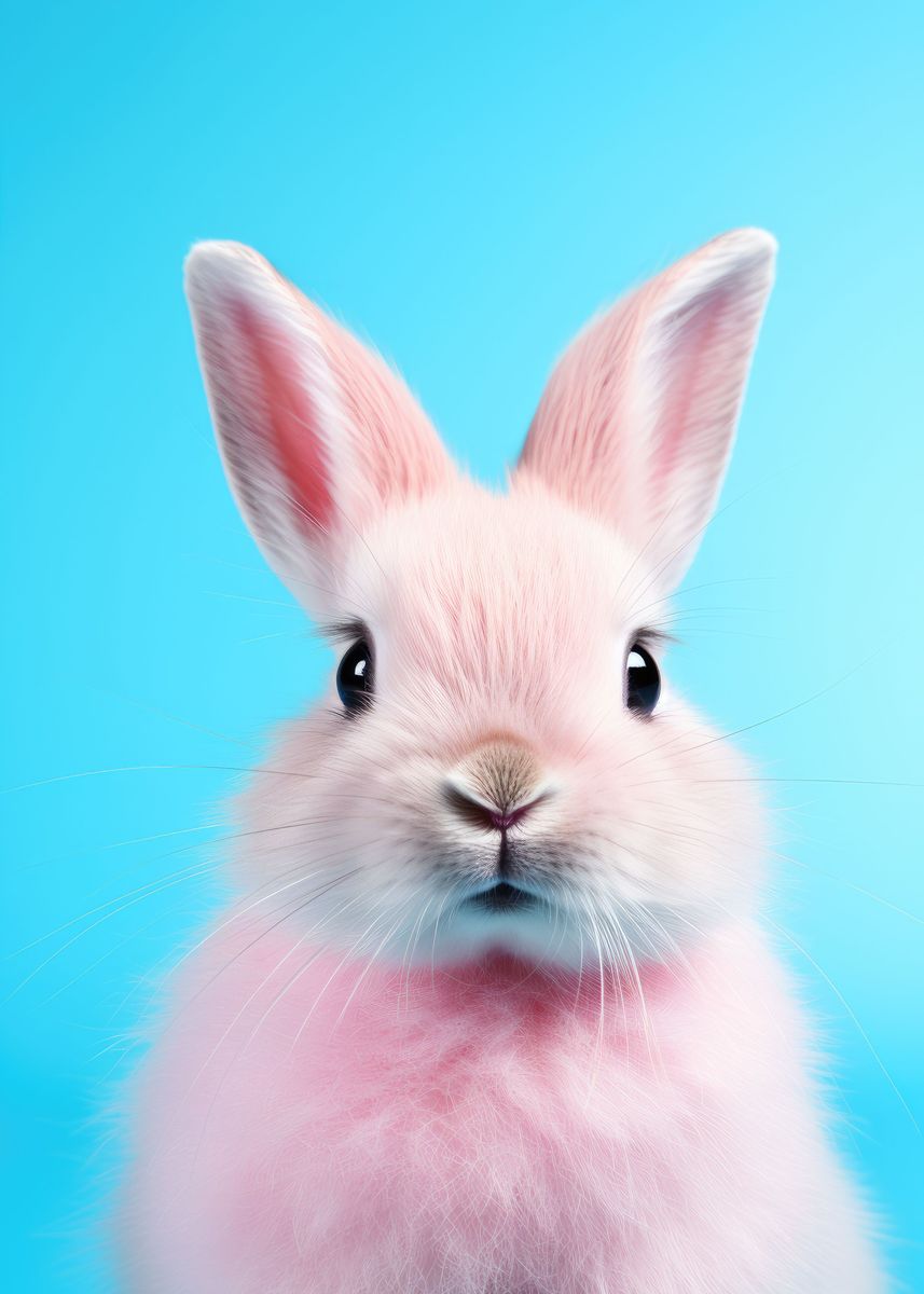 'Pink Rabbit' Poster, picture, metal print, paint by Jan | Displate