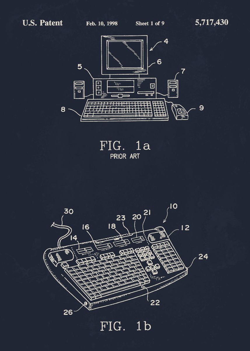 '1998 Computer Keyboard' Poster, picture, metal print, paint by ...