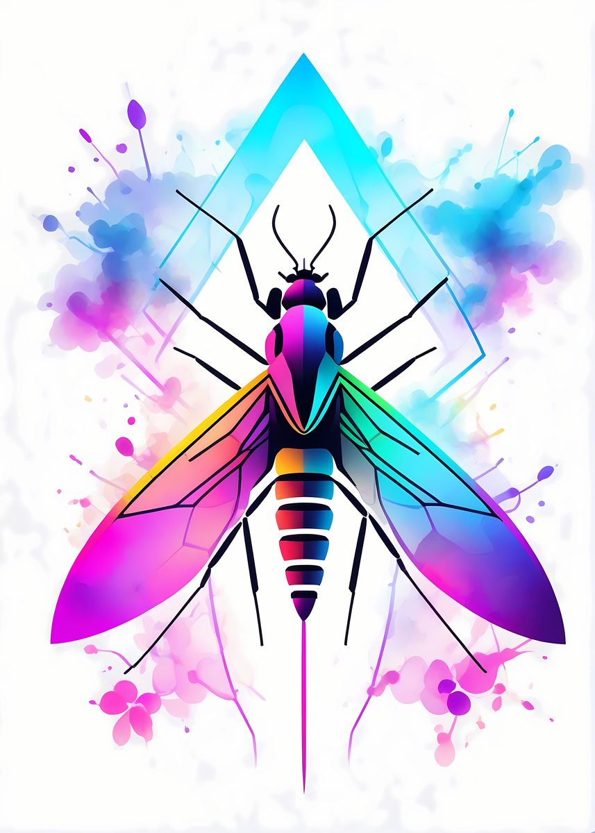 'Geometric Color Mosquito' Poster, picture, metal print, paint by ...