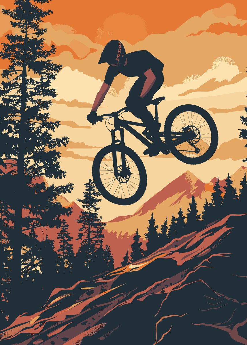 'Downhill Mountainbike' Poster, picture, metal print, paint by Mesh ...