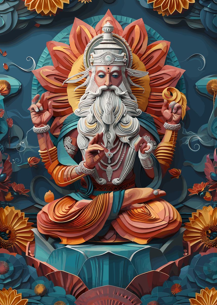 'Hindu God Brahma' Poster, picture, metal print, paint by CrazySquirrel ...