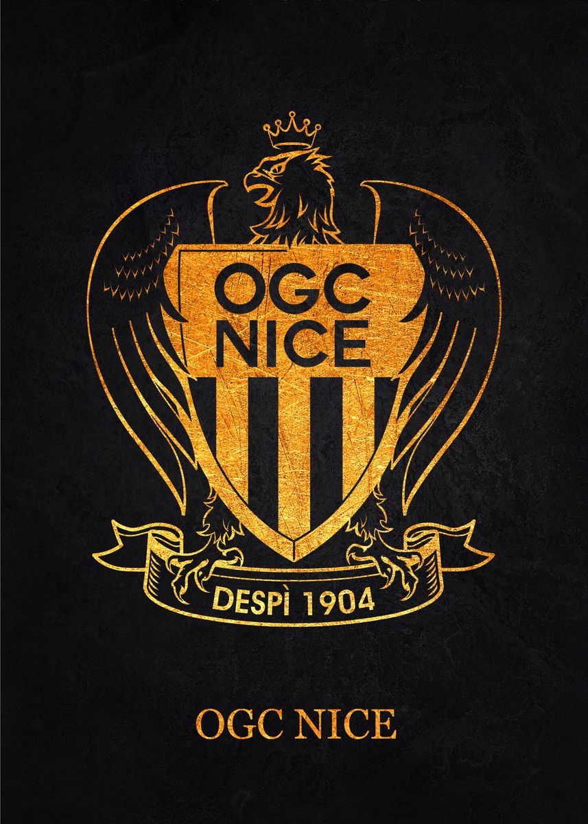 'OGC Nice Golden' Poster, picture, metal print, paint by Elvira A ...