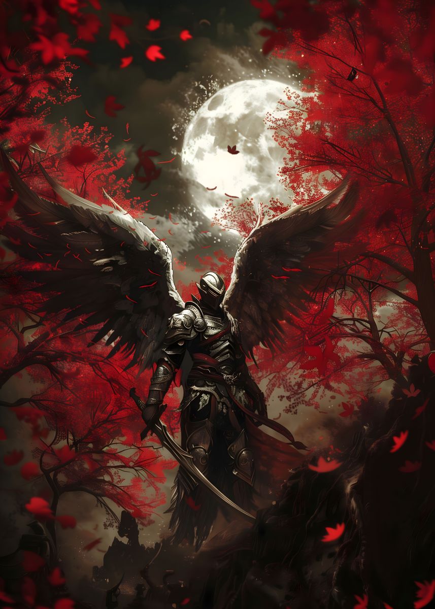 'Moon Archangel Warrior' Poster, picture, metal print, paint by Dennex ...