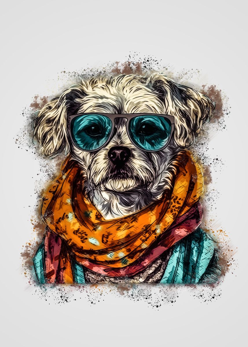 'Glamorous cool doggy' Poster, picture, metal print, paint by The ...