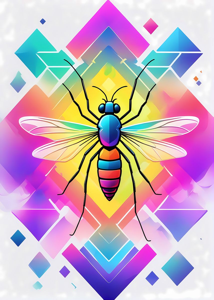'Geometric Color Mosquito' Poster, picture, metal print, paint by ...