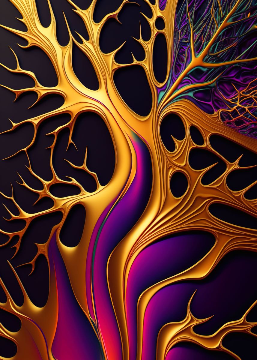 'Golden Pathways' Poster, picture, metal print, paint by Wallgasm ...