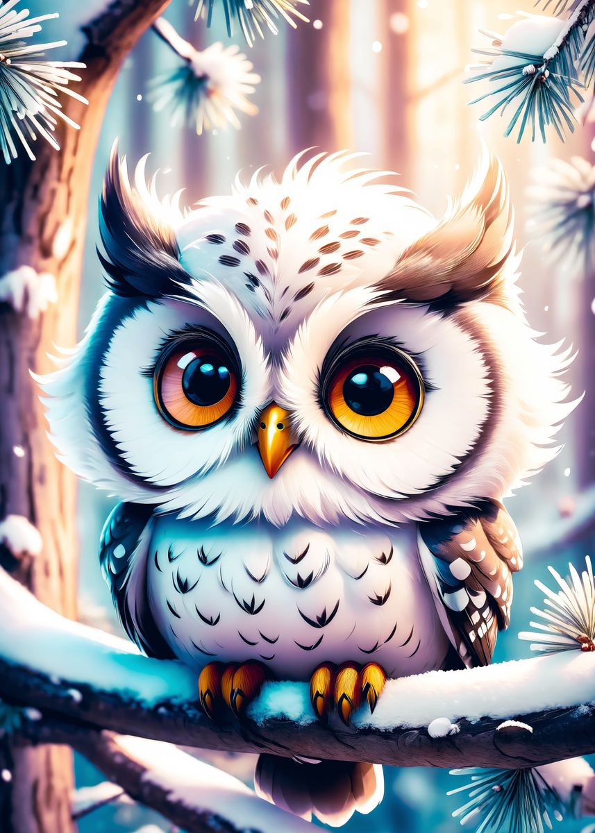 'Snowy Owl Grove' Poster, picture, metal print, paint by Maxime Arbez ...