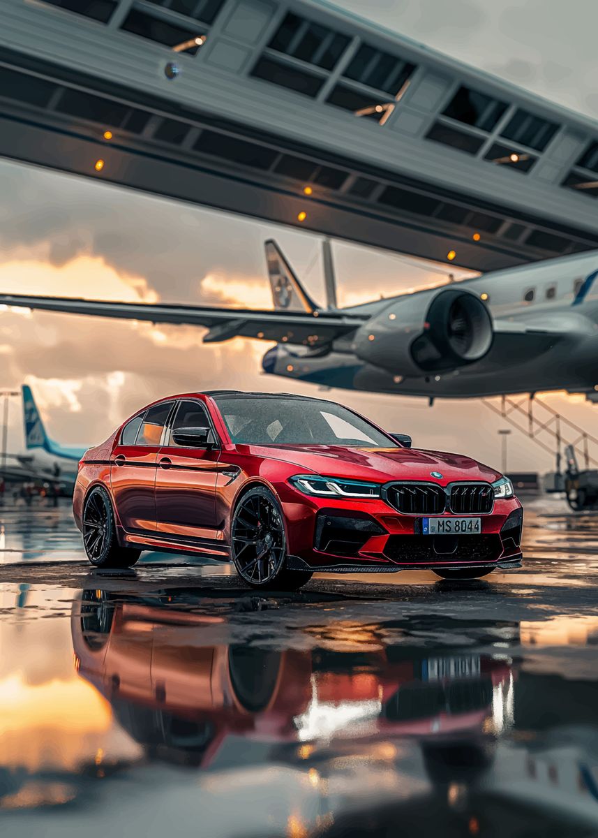 'BMW M5 and Jet' Poster, picture, metal print, paint by Anima Art ...