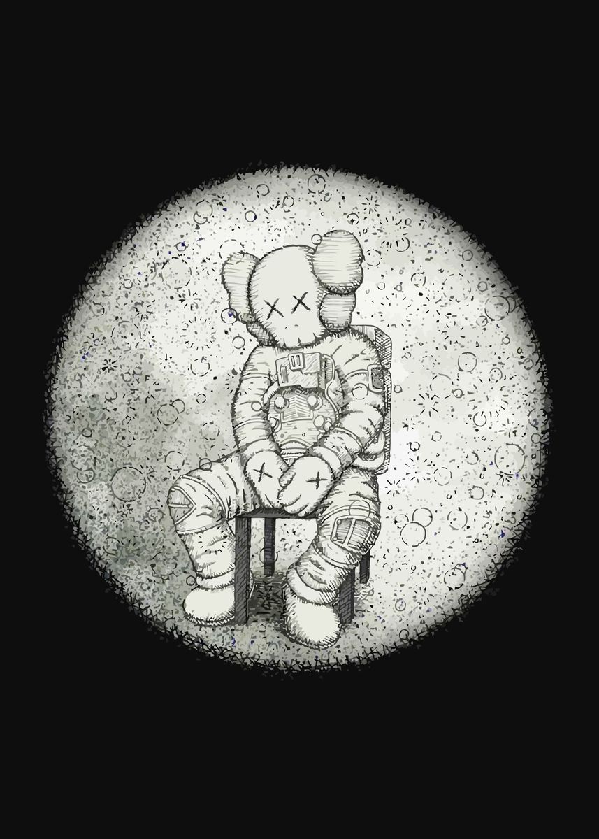 'Kaws Moon' Poster, picture, metal print, paint by BB Creative | Displate