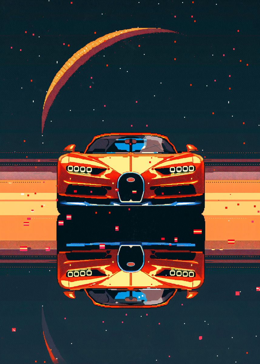 '8bit Bugatti' Poster, picture, metal print, paint by The creative Hub ...
