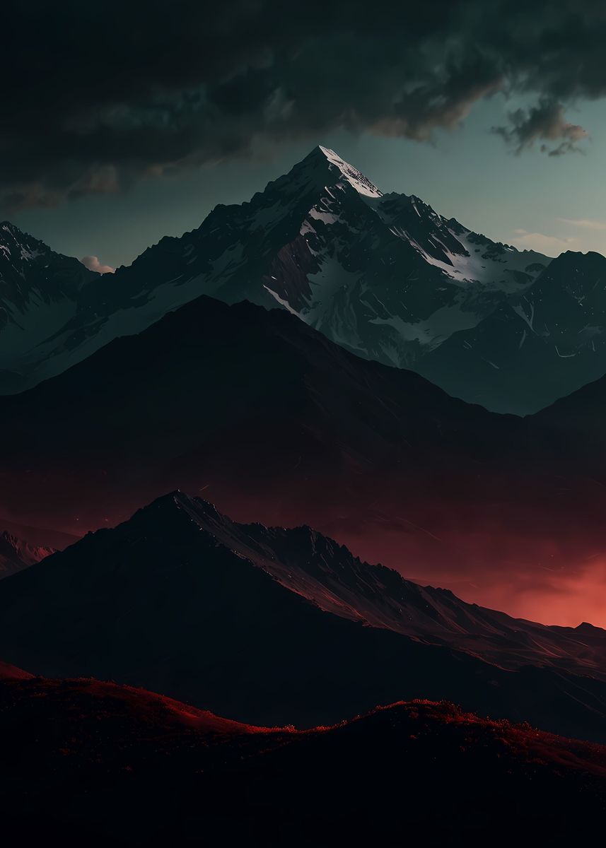 'Solitude Peaks Mountains' Poster, picture, metal print, paint by ...