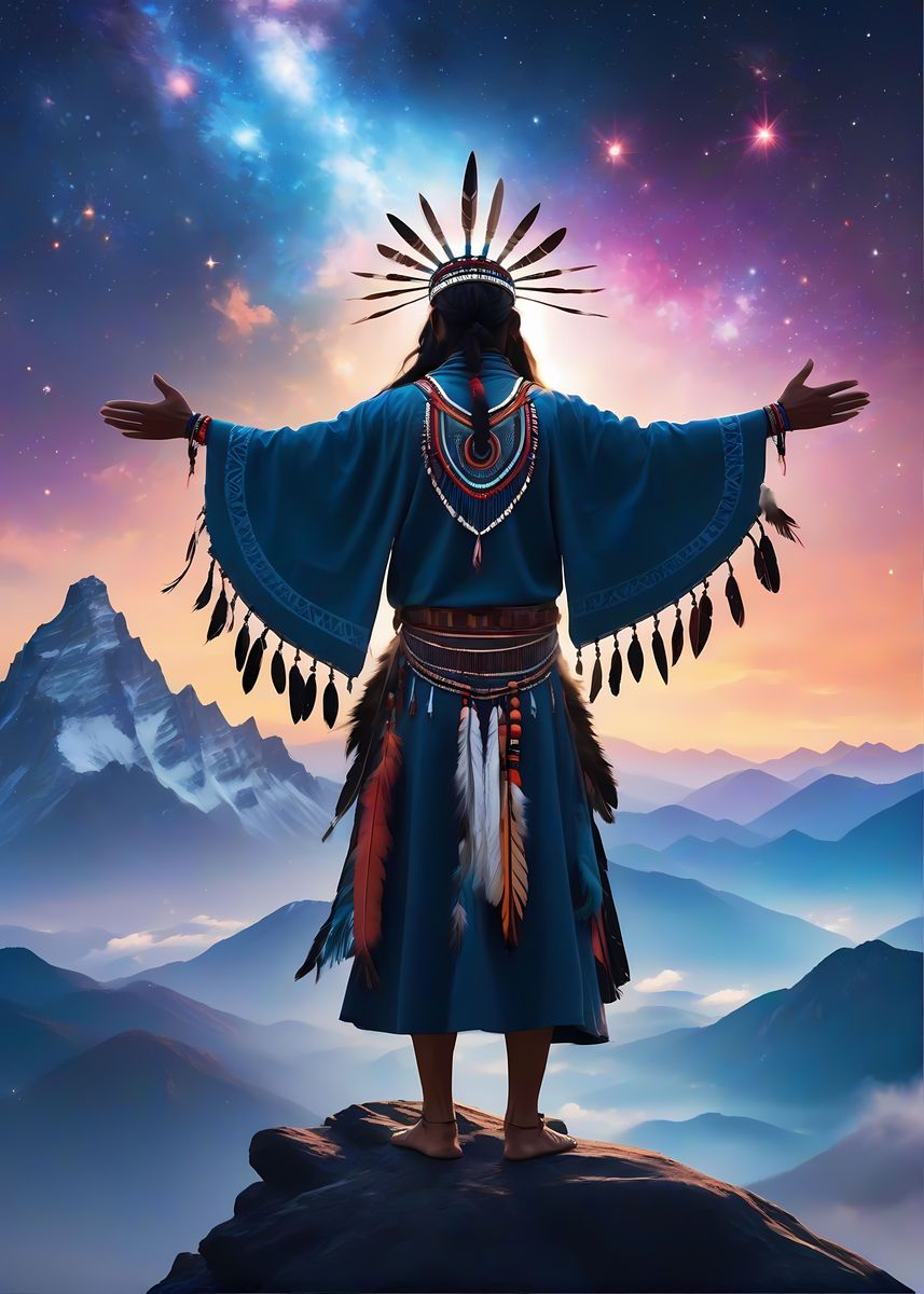 'The Shaman and The Cosmos' Poster, picture, metal print, paint by ...