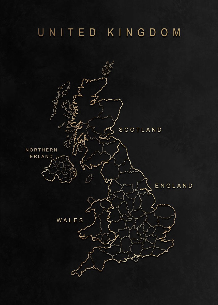 'United Kingdom Map' Poster, picture, metal print, paint by Best Arts ...
