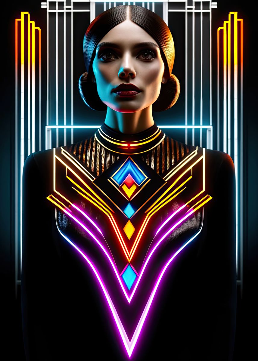 'Deco Neon Portrait' Poster, picture, metal print, paint by Markus von ...