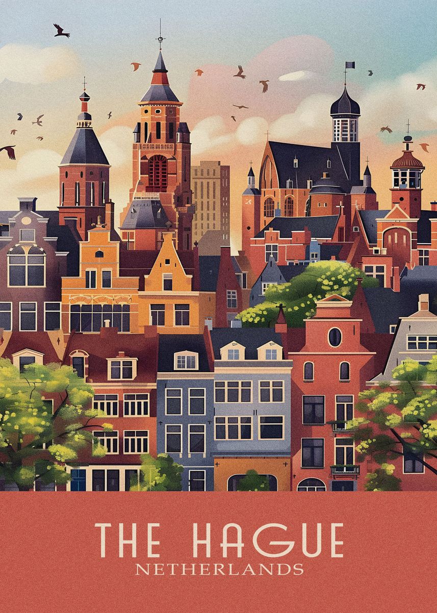 'The Hague city Netherlands' Poster, picture, metal print, paint by ...