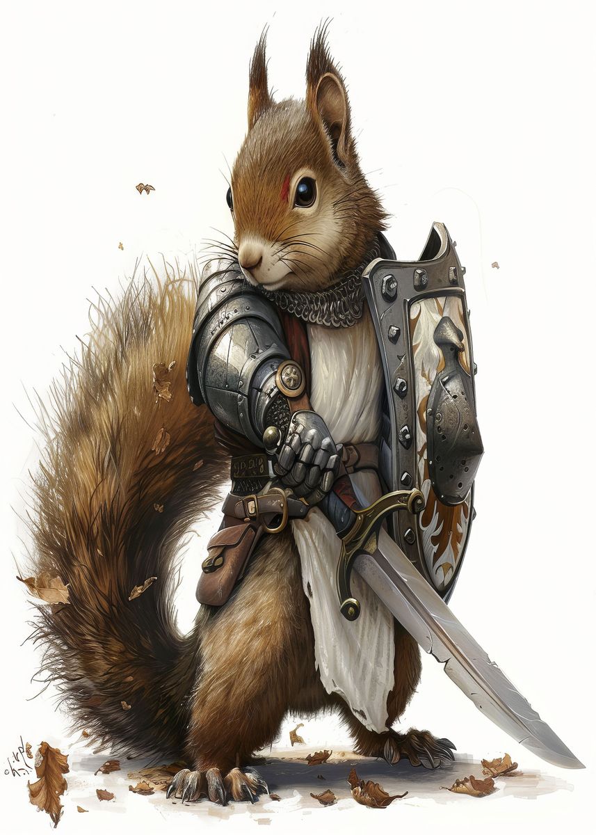 'Squirrel Knight' Poster, picture, metal print, paint by Henning ...