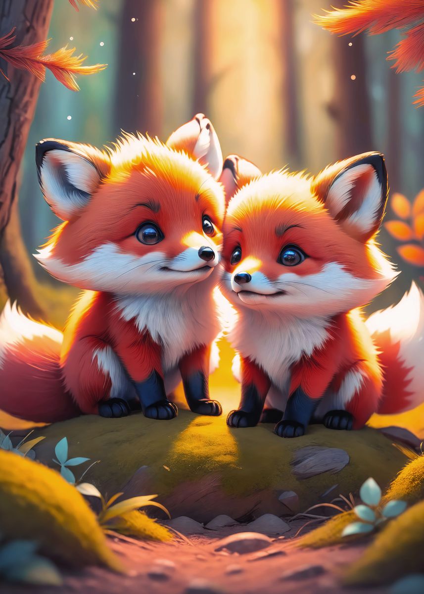 'Foxy Family' Poster, picture, metal print, paint by Maxime Arbez ...