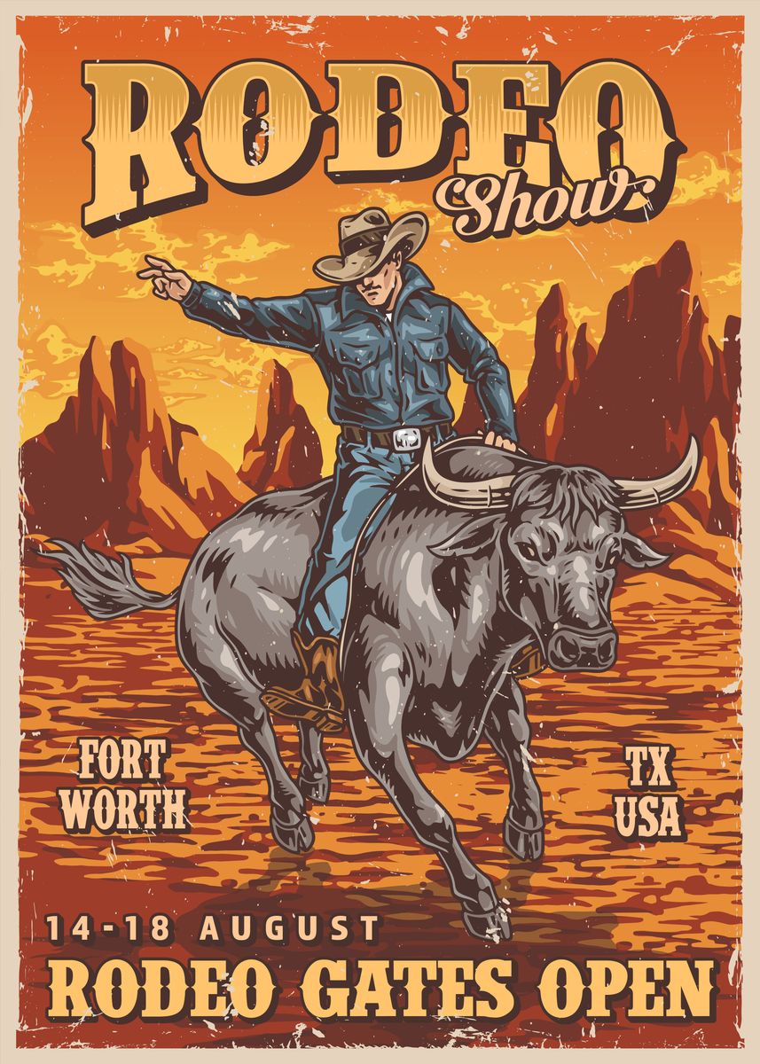 'Rodeo Show Western' Poster, picture, metal print, paint by dkDesign ...