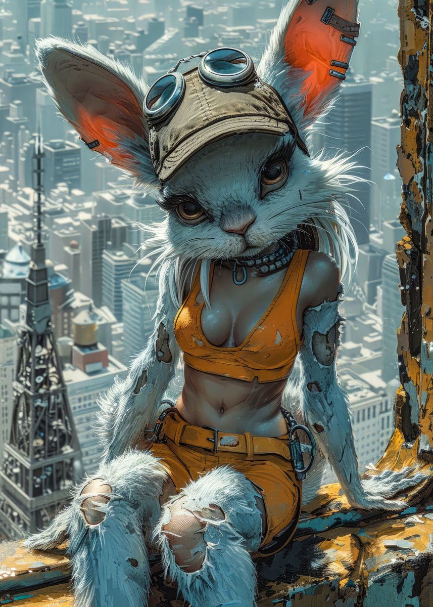 'Urban Rabbit Explorer' Poster, picture, metal print, paint by Displate Master | Displate