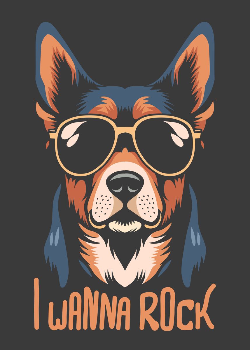 'Rock and Roll Dog' Poster, picture, metal print, paint by Milhad Art ...