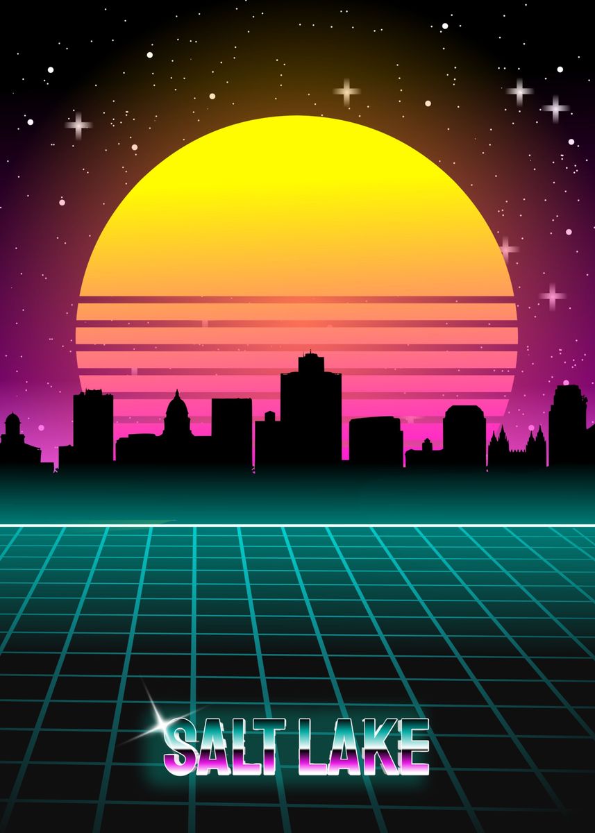 'Salt lake city retro' Poster, picture, metal print, paint by ipart id ...