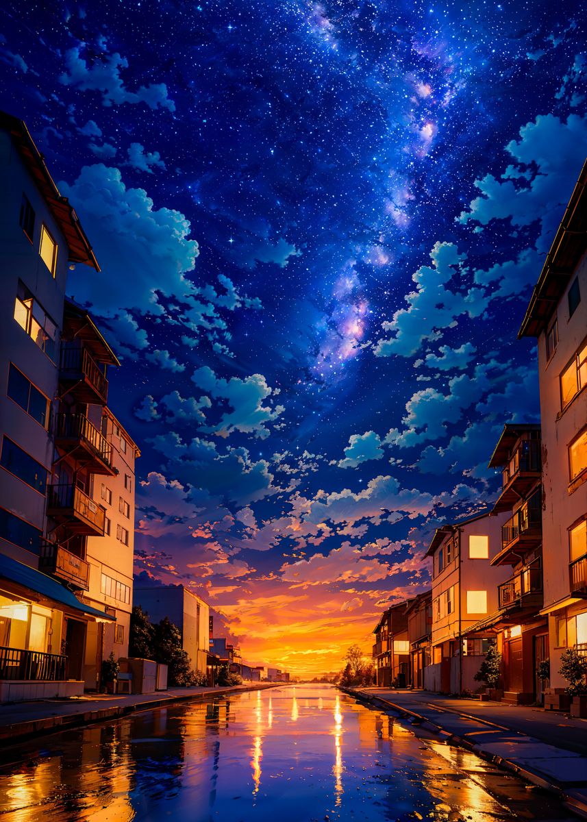 'Rural Nights in Japan' Poster, picture, metal print, paint by Ann ...