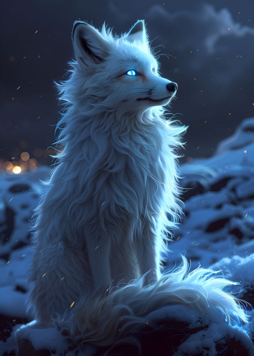'Mystical White Fox' Poster, picture, metal print, paint by AI and ME ...