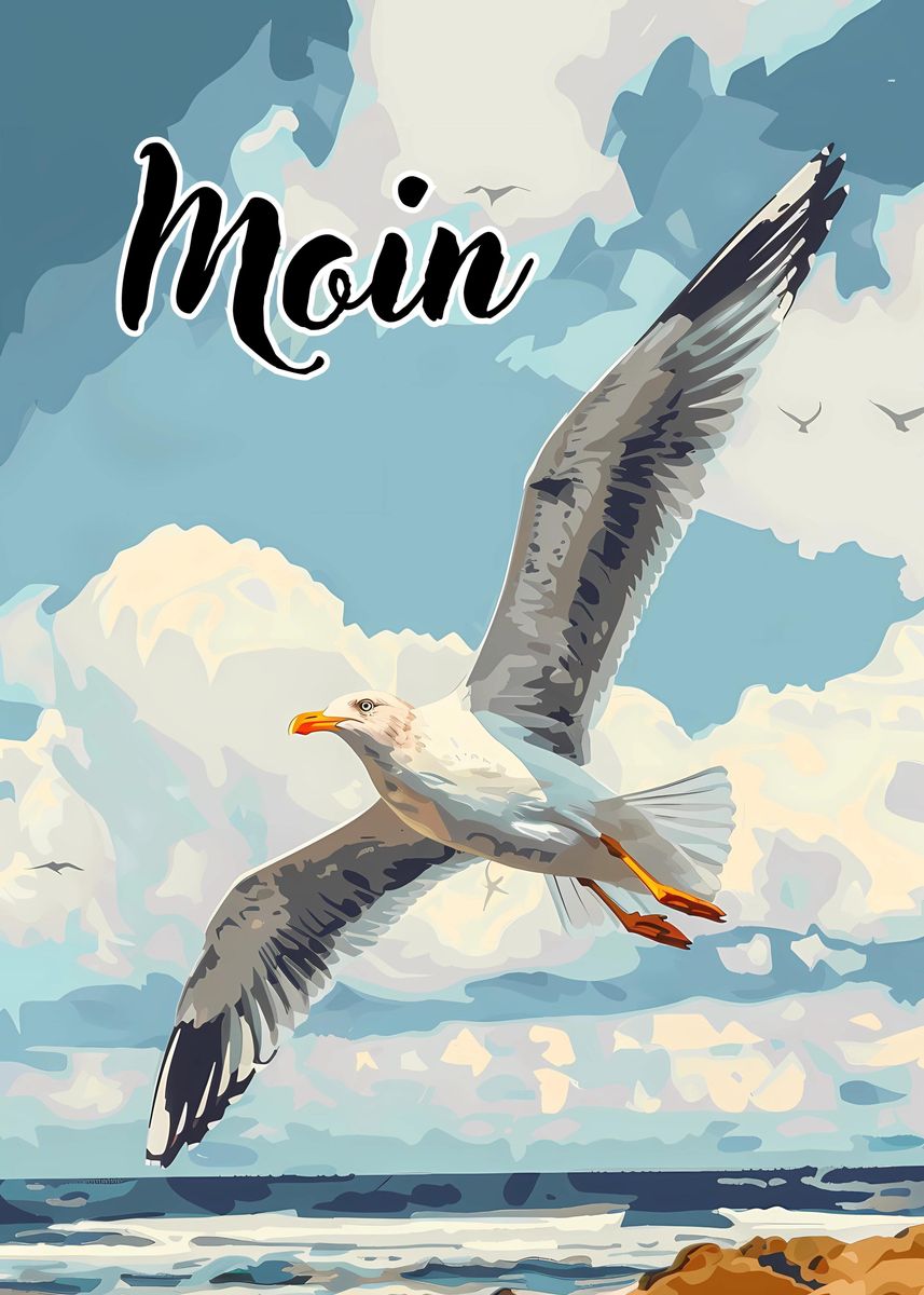 'Moin Moewe Seagull' Poster, picture, metal print, paint by ...