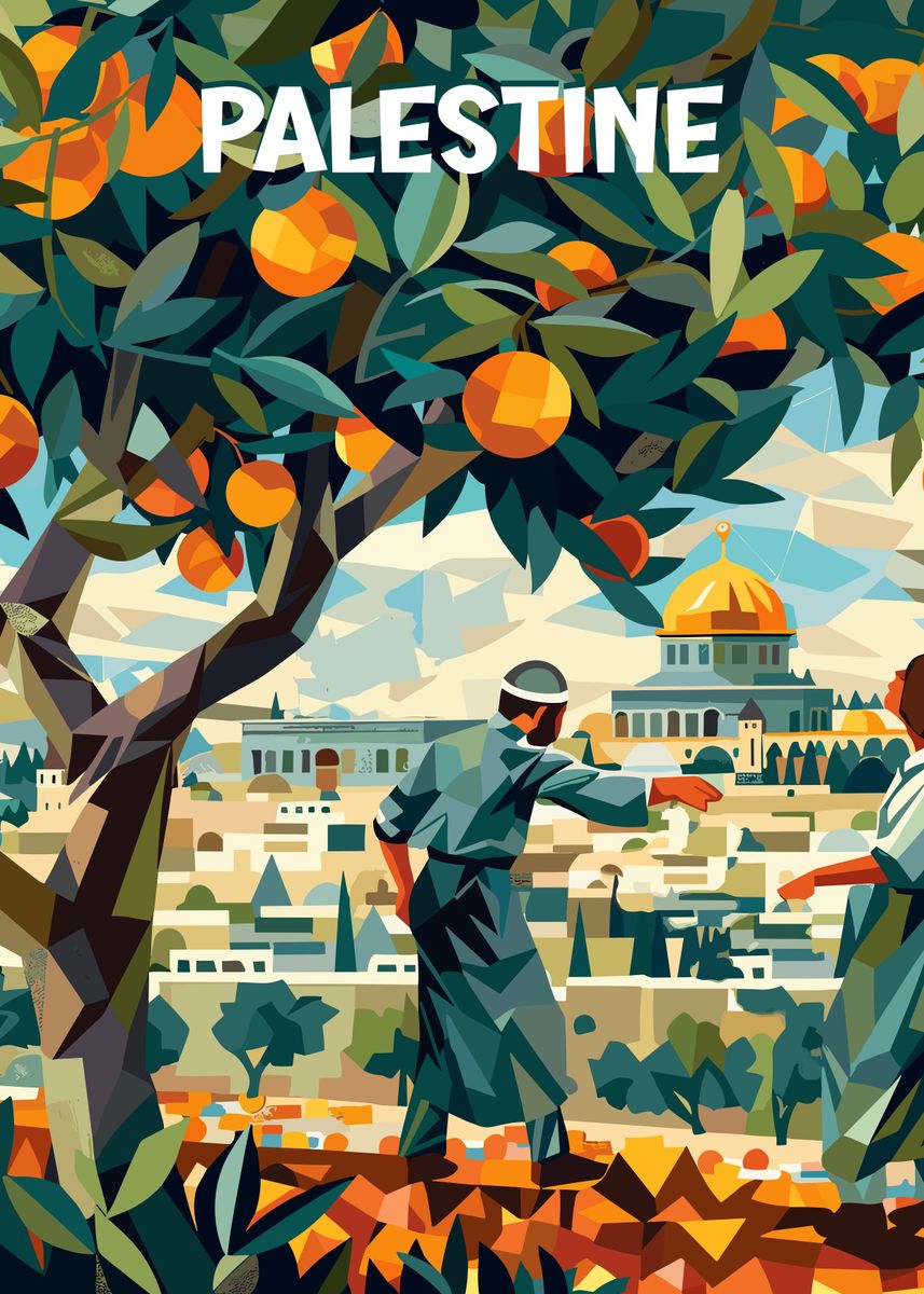 'Palestine Oranges Cubism ' Poster, picture, metal print, paint by Omar ...