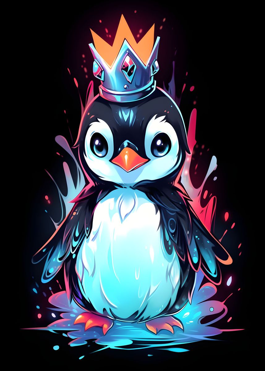 'Royal Penguin King ' Poster, picture, metal print, paint by Alexander ...