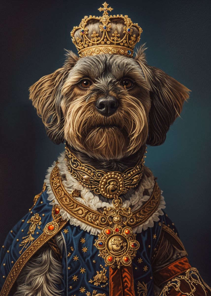 'Dog King' Poster, picture, metal print, paint by SuperNova | Displate