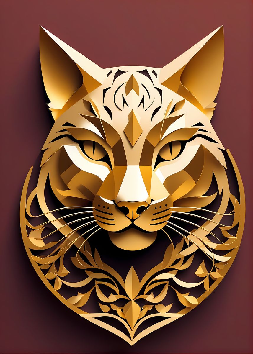 'Paper Cat Gold' Poster, picture, metal print, paint by Trending ...