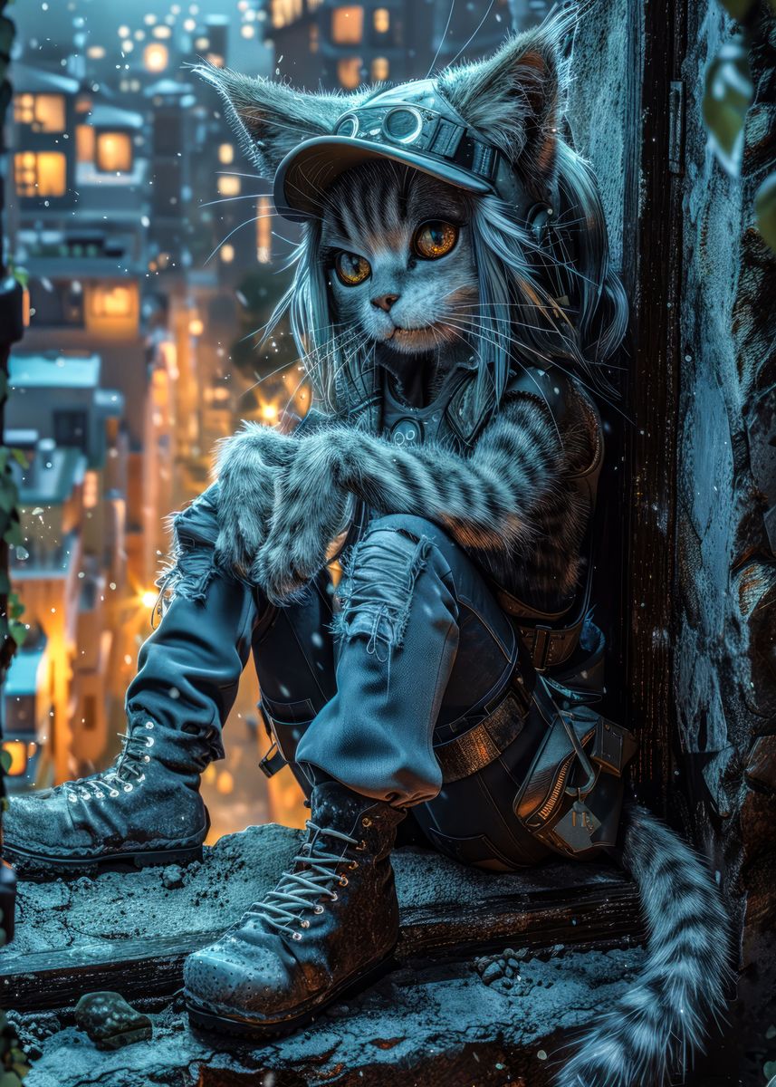 'Nightwatch Cat Explorer' Poster, picture, metal print, paint by ...