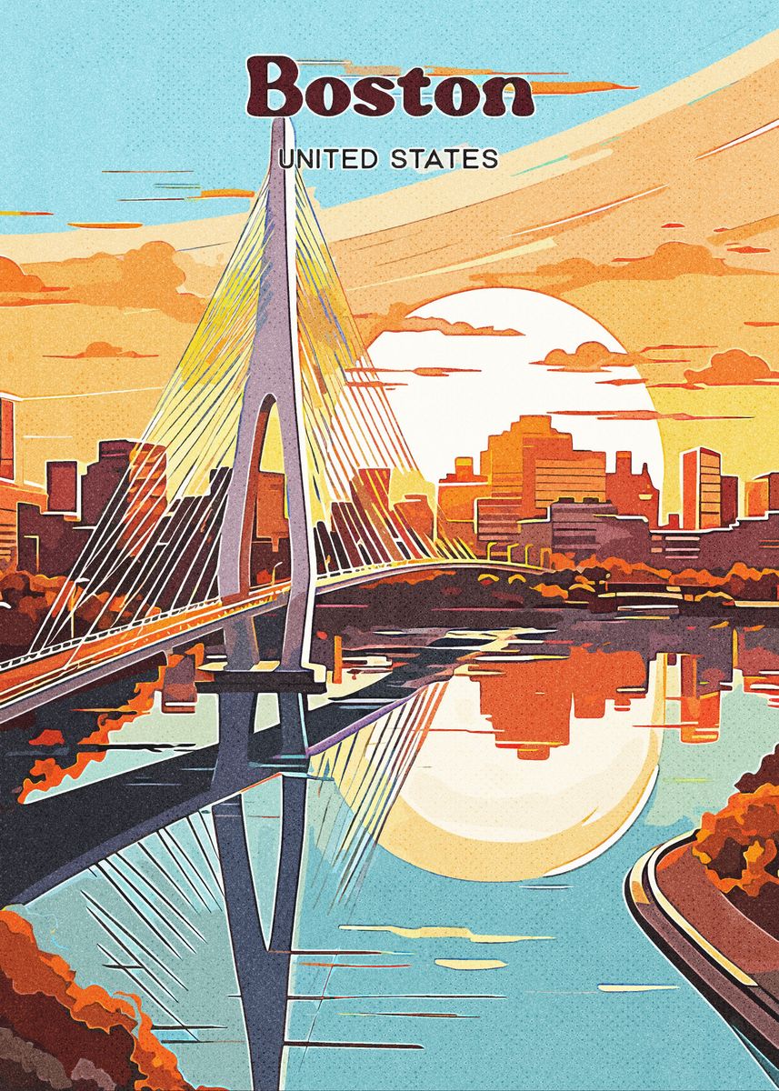 'Boston United States' Poster, picture, metal print, paint by Nguyen ...