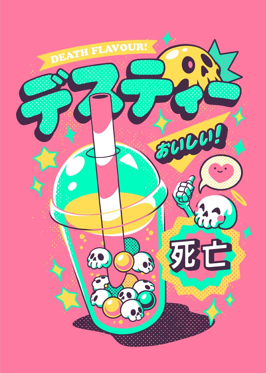 'Death Tea Pink Version' Poster, picture, metal print, paint by ...
