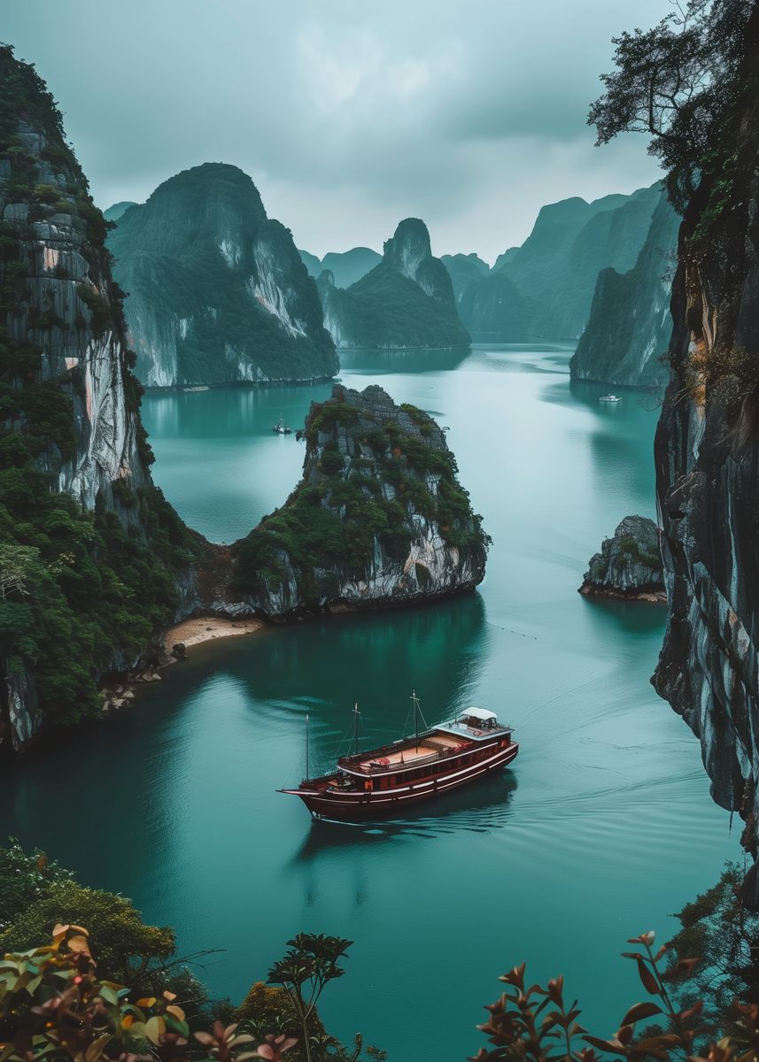 'Serenity at Ha Long Bay' Poster, picture, metal print, paint by Martin ...