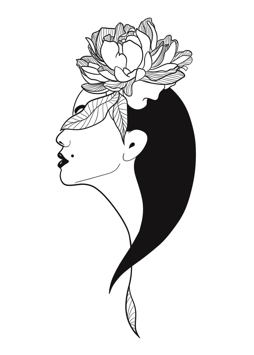 'Profile of a flower woman' Poster, picture, metal print, paint by Ewy ...