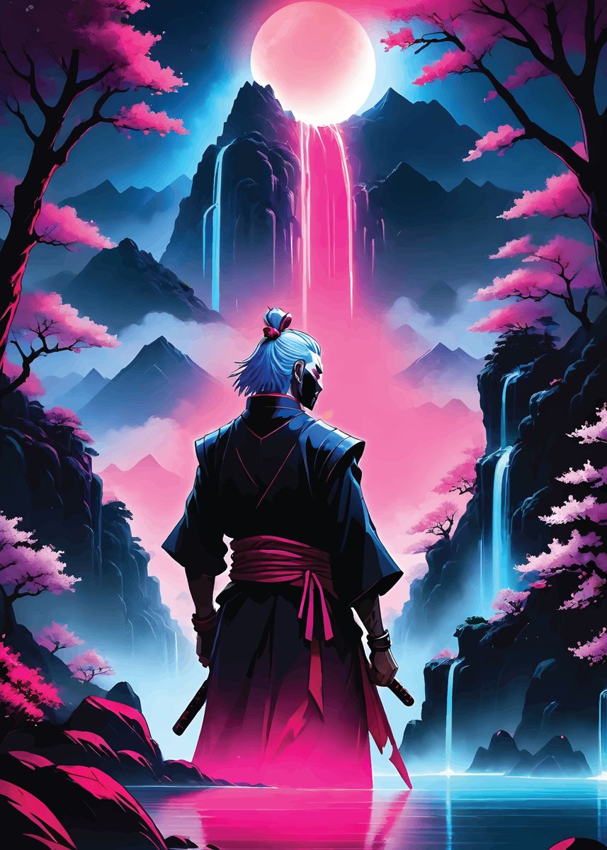 'cherry blossom neon art' Poster, picture, metal print, paint by Kim ...