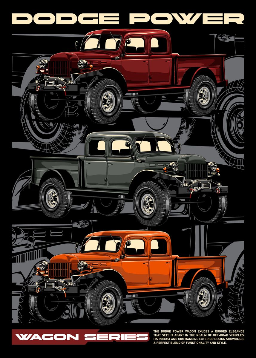 'Classic Power Wagon Car' Poster, picture, metal print, paint by Berkah ...