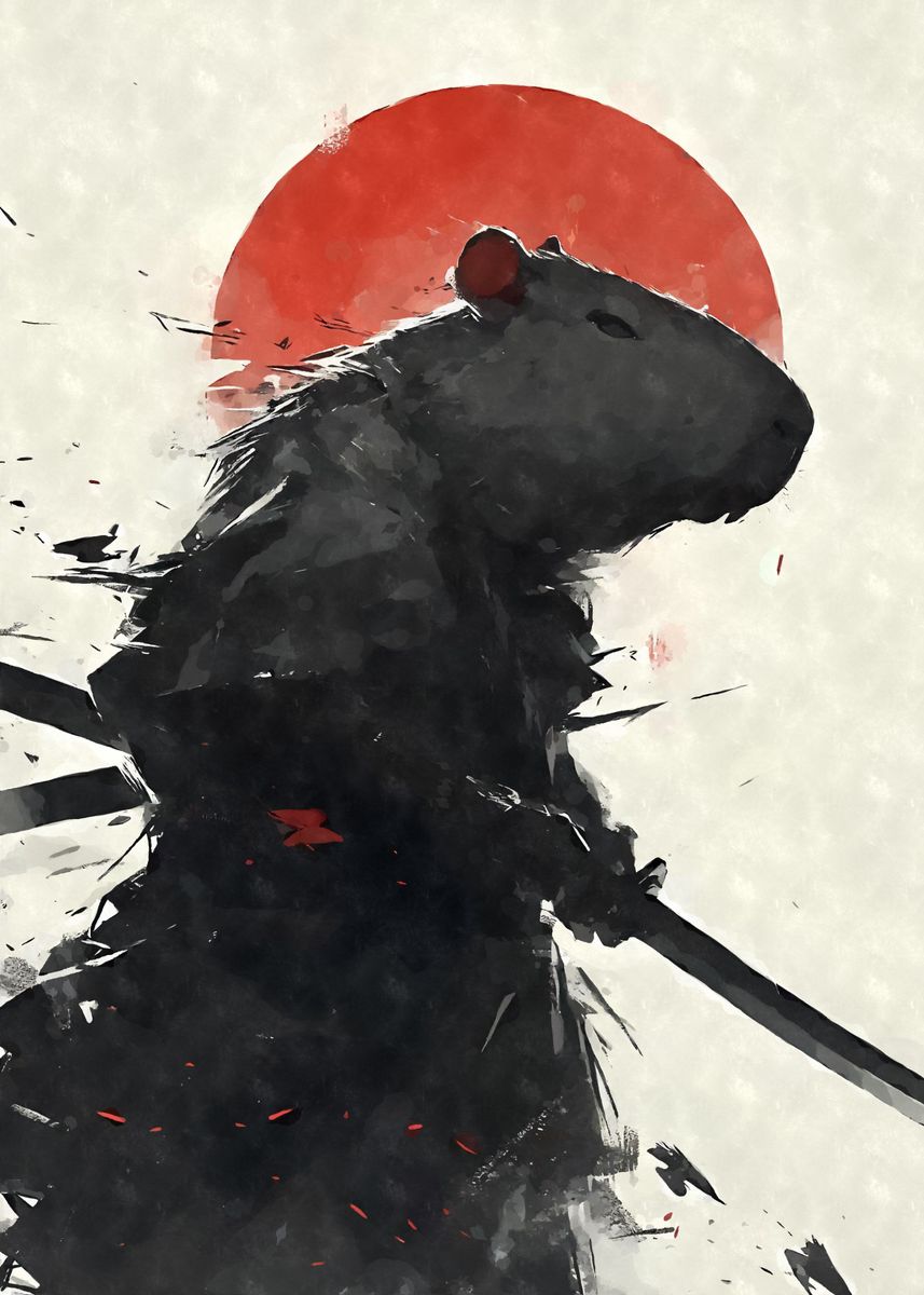 'Capybara Samurai Japan' Poster, picture, metal print, paint by Masaki ...