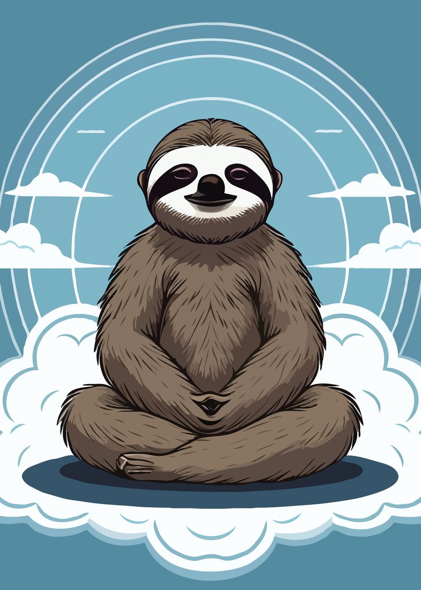 'Sloth in Meditation' Poster, picture, metal print, paint by Classic ...