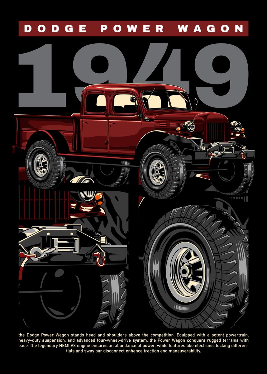 'Vintage Power Wagon Car' Poster, picture, metal print, paint by ...