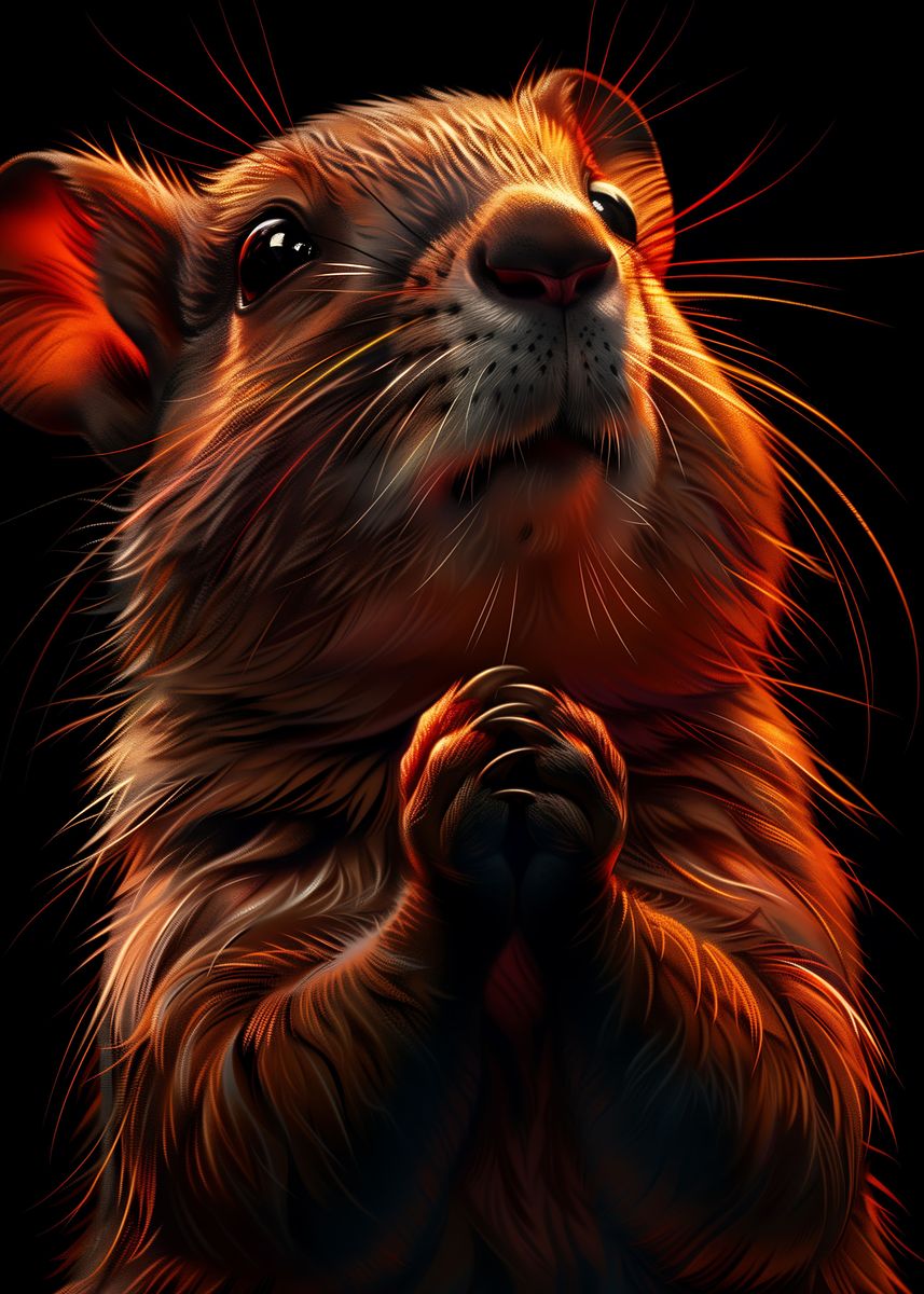 'The Praying Hamster' Poster, picture, metal print, paint by Adam Brooq ...
