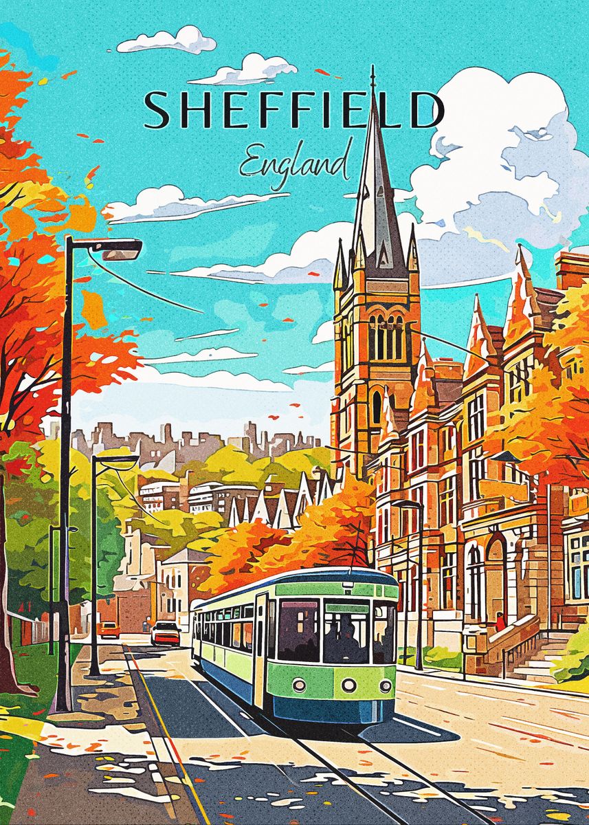'England Sheffield Travel' Poster, picture, metal print, paint by Le ...