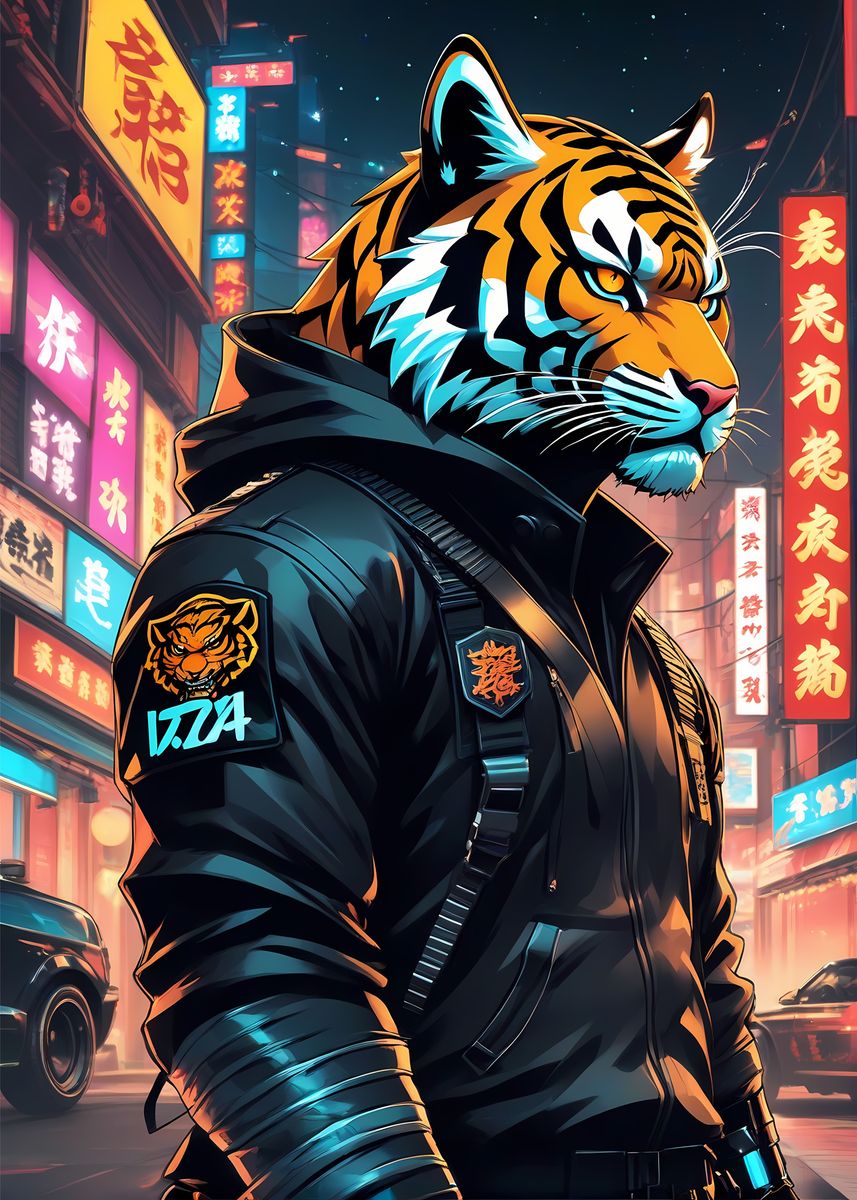 'Gangster Tiger' Poster, picture, metal print, paint by Gin Art | Displate