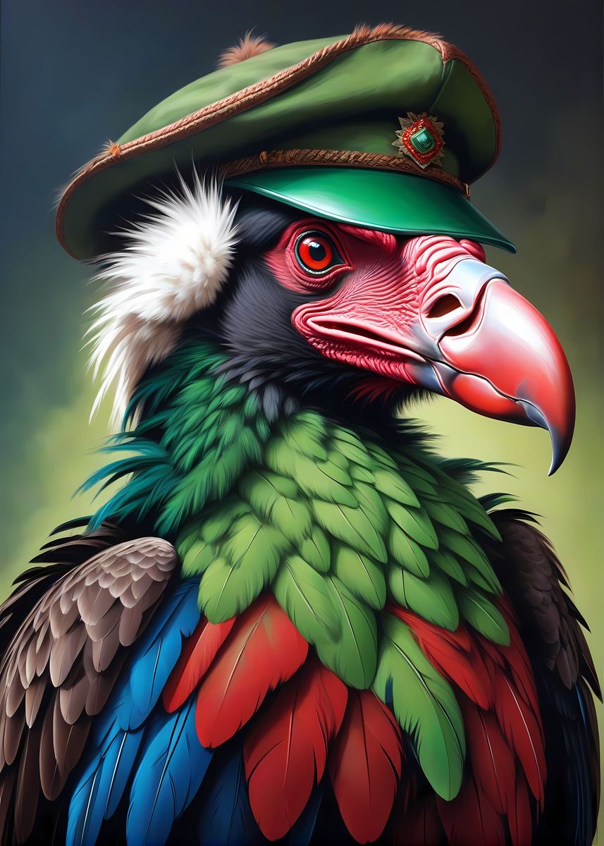 'Vulture with Hat' Poster, picture, metal print, paint by Gin Art ...
