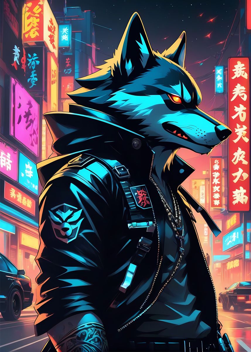 'Gangster Wolf' Poster, picture, metal print, paint by Gin Art | Displate