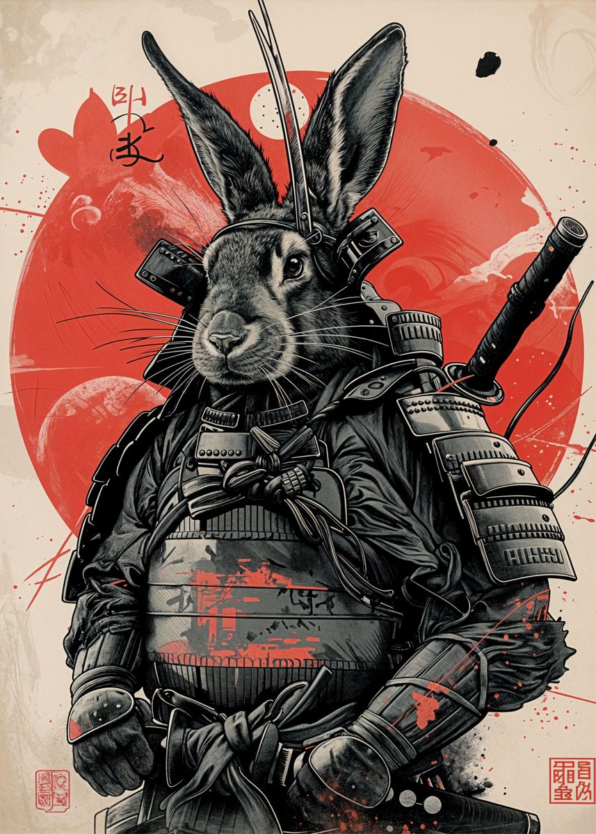'Samurai Rabbit' Poster, picture, metal print, paint by SuperNova ...