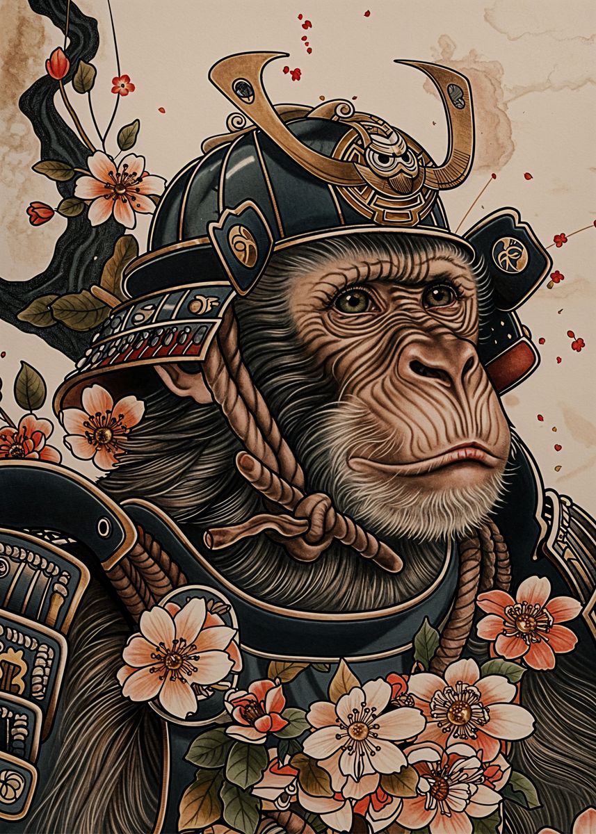 'Samurai Monkey' Poster, picture, metal print, paint by SuperNova ...