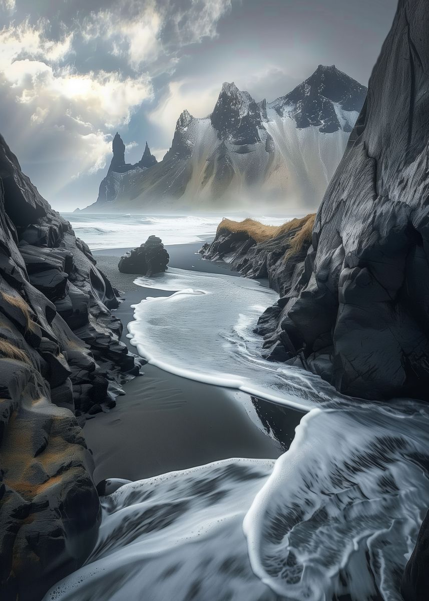 'Mystic Shores of Stokksnes' Poster, picture, metal print, paint by ...